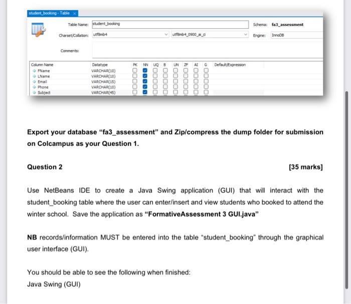 Solved Export your database "fa3_assessment" and | Chegg.com