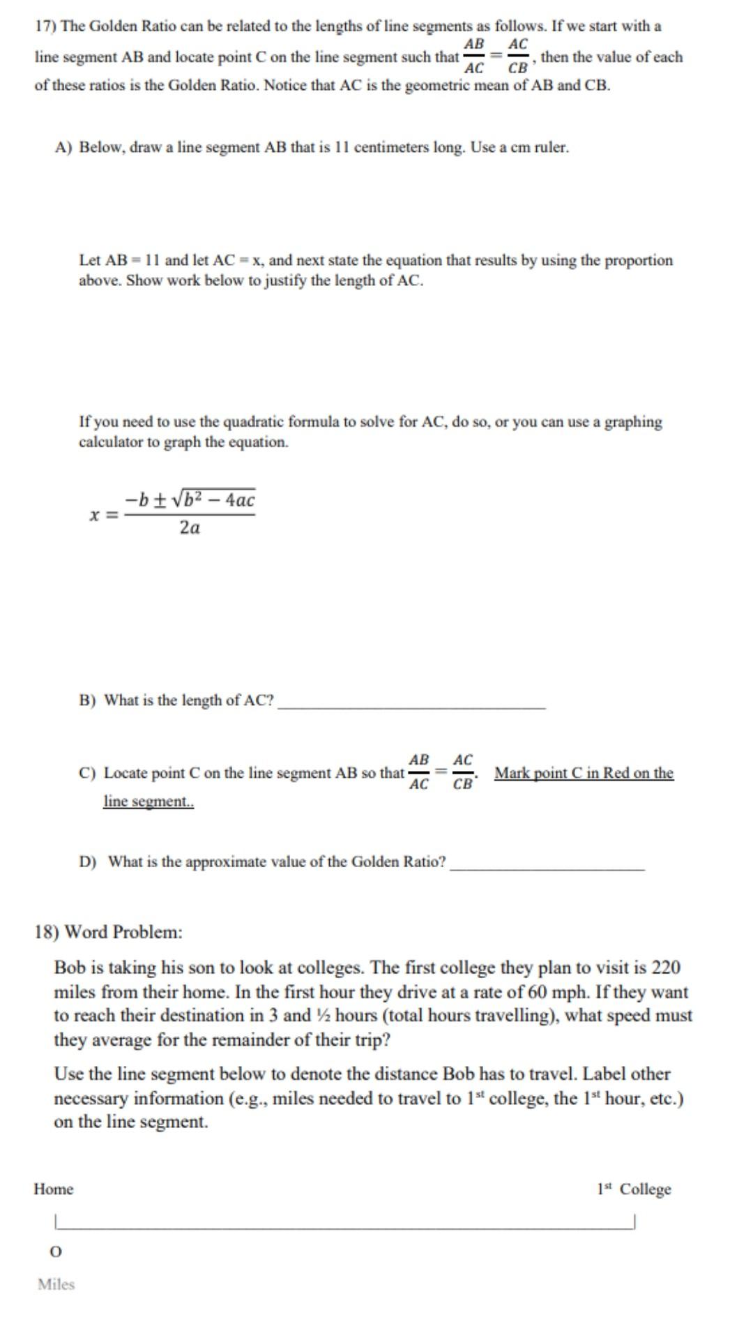 Solved 17) The Golden Ratio can be related to the lengths of | Chegg.com