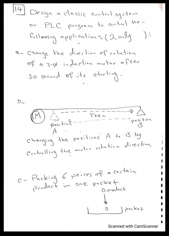 Solved 14 OV Design classic control system PLC program to | Chegg.com