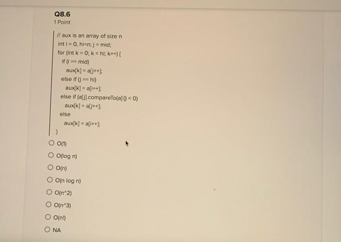 Solved Q8 Complexity Analysis - Classifying algorithms 10 | Chegg.com