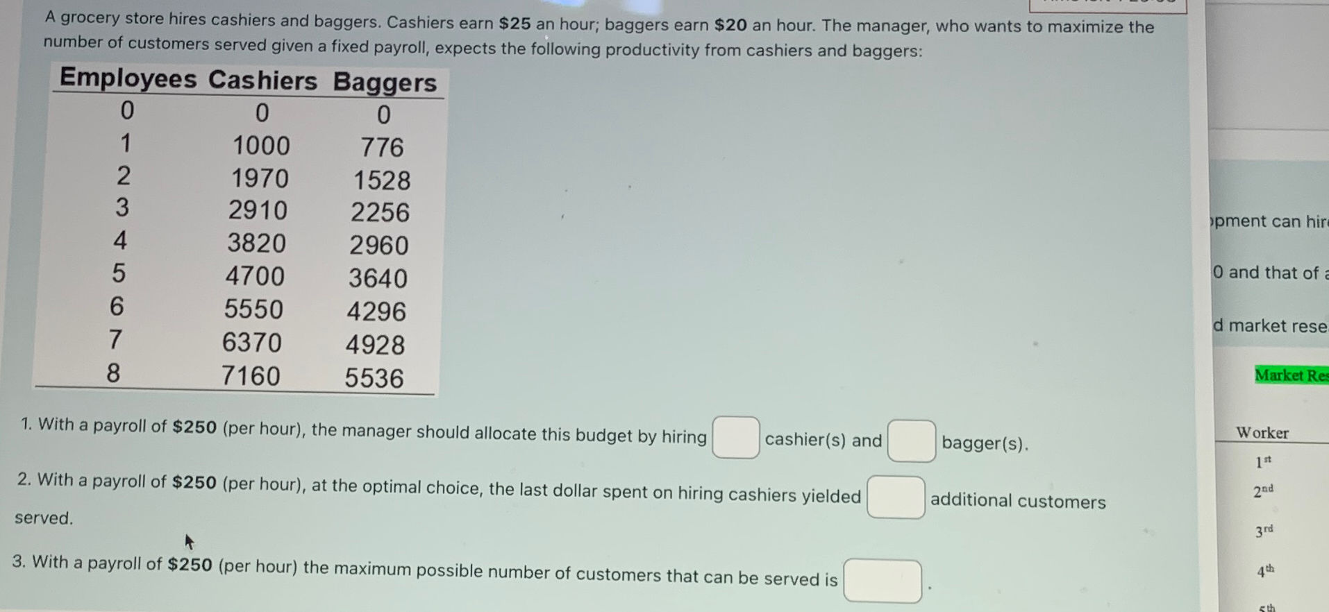 Solved A grocery store hires cashiers and baggers. Cashiers | Chegg.com