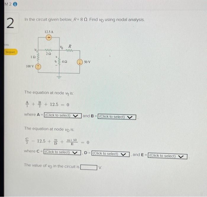 Solved In the circuit given below. R=8Ω. Find v0 using nodal | Chegg.com