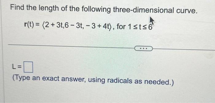 Solved Find the length of the following three-dimensional | Chegg.com