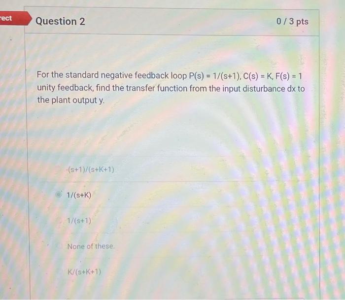 Solved For the standard negative feedback loop | Chegg.com