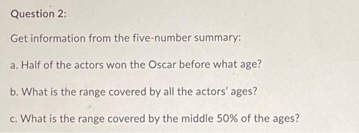 Solved In this activity, we will use the Best Actor Oscar | Chegg.com