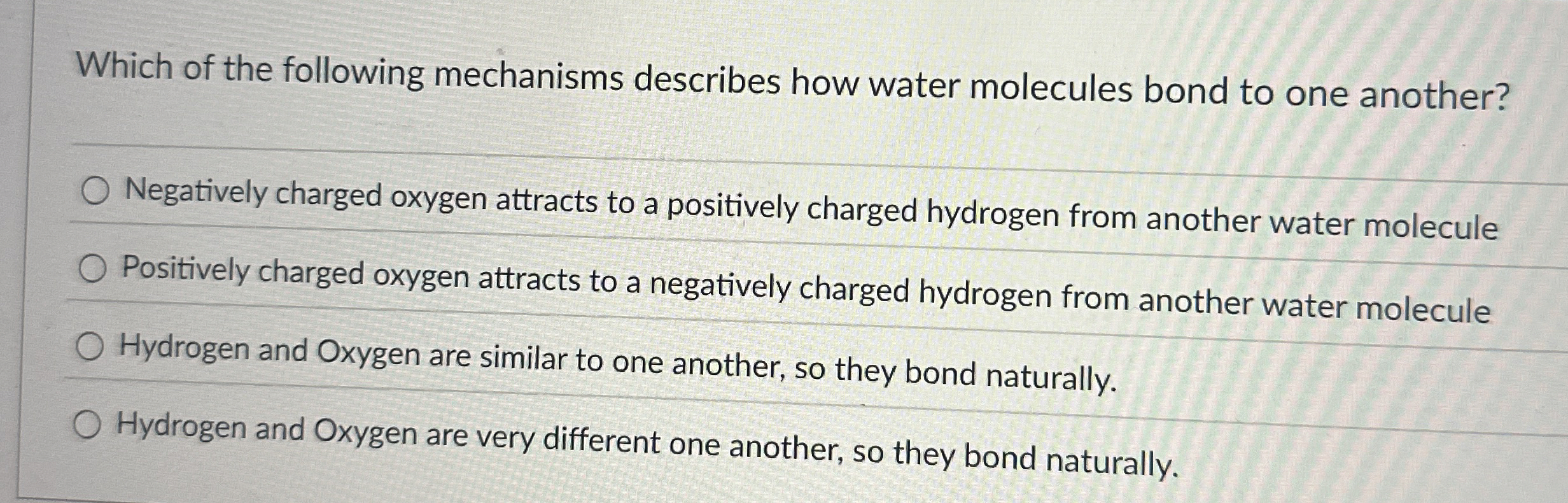 Solved Which of the following mechanisms describes how water | Chegg.com