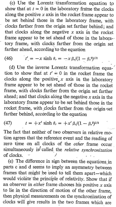 Solved (c) Use the Lorentz transformation equation to show | Chegg.com