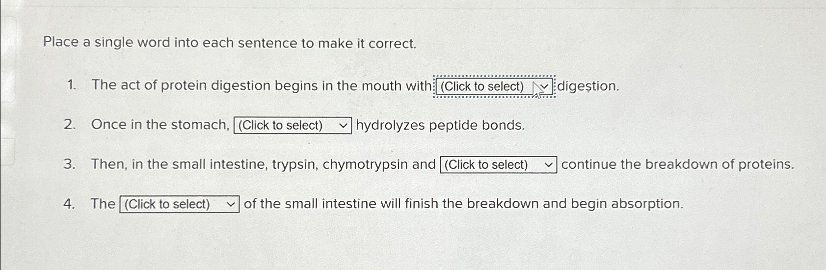 Solved Place a single word into each sentence to make it | Chegg.com