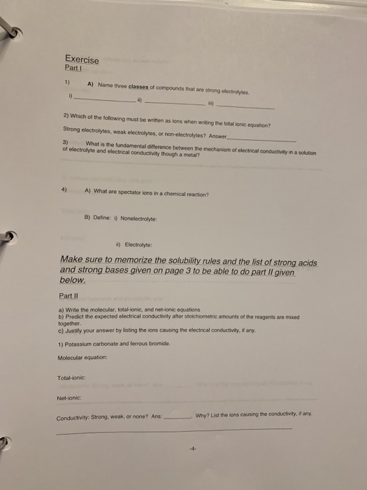 Solved Exercise Parti 1) A) Name three classes of compounds | Chegg.com