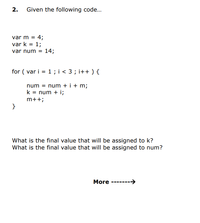 Solved Given the following code...What is the final value | Chegg.com