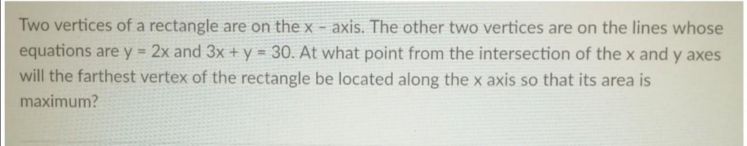 Solved Two vertices of a rectangle are on the x - axis. The | Chegg.com