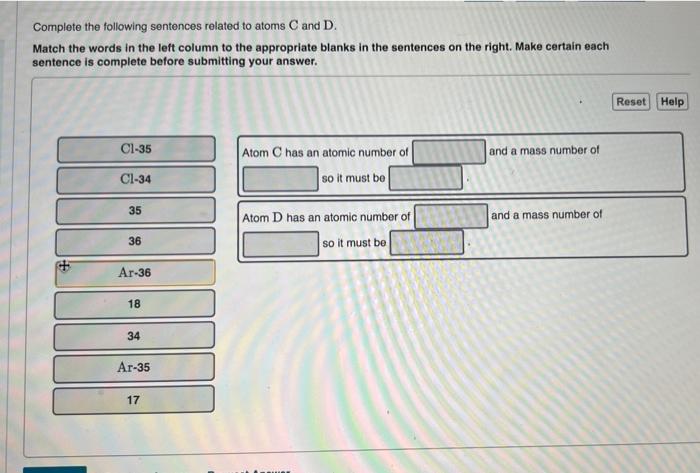 Solved Complete the following sentences related to atoms C | Chegg.com