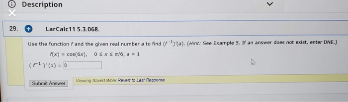 Solved Description 29. LarCalc11 5.3.068. Use the function f | Chegg.com