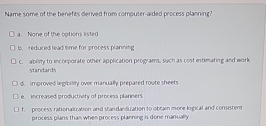 Solved Name some of the benefits derived from computer-aided | Chegg.com