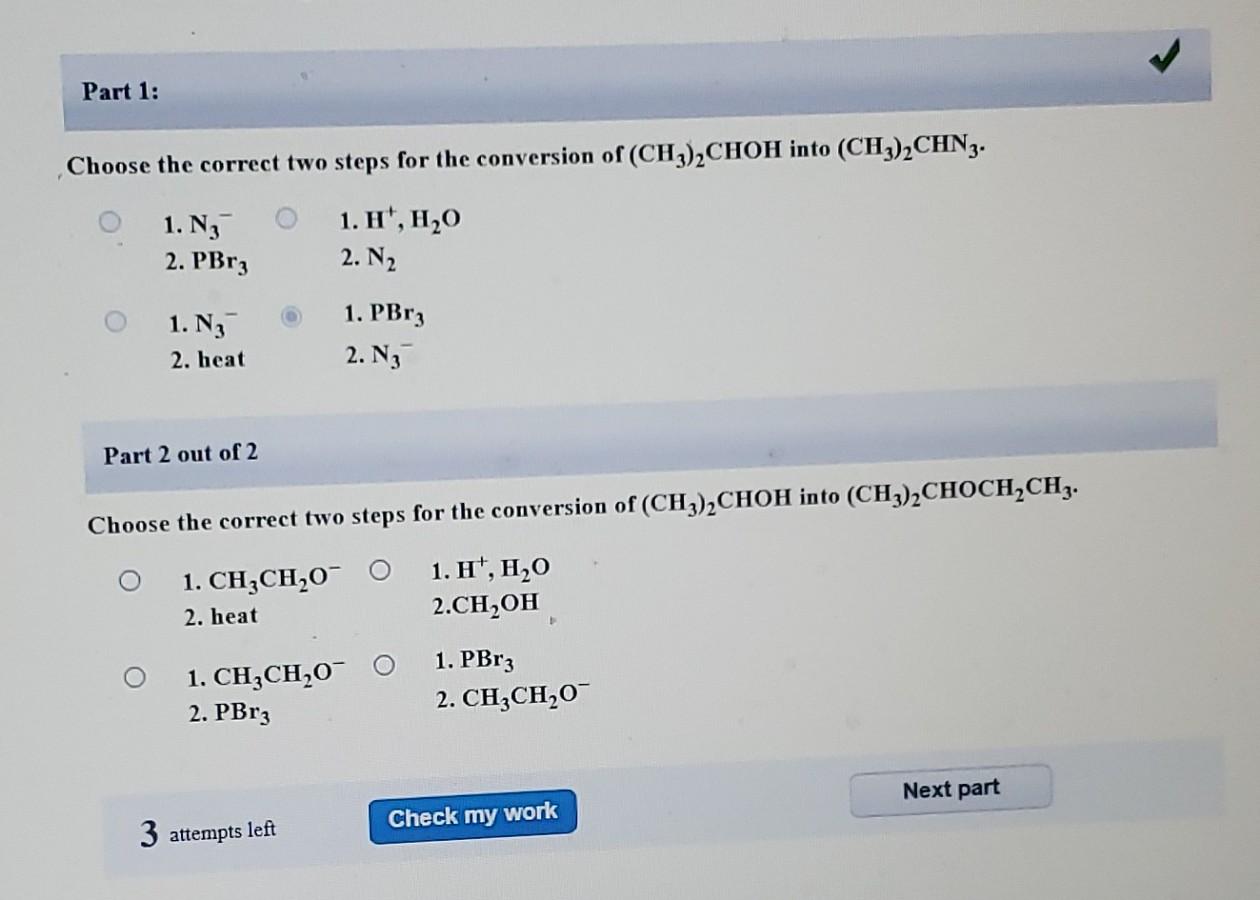 Solved Choose the correct two steps for the conversion of | Chegg.com
