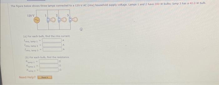 Solved The figure below shows three lamps connected to a | Chegg.com