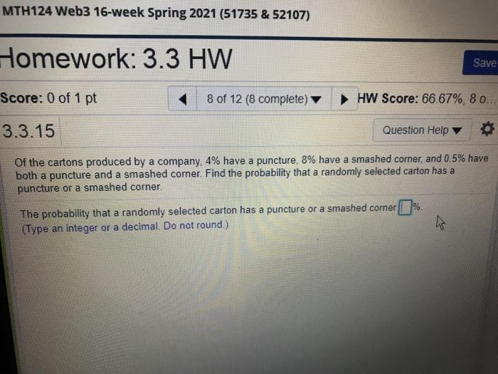 Solved MTH124 Web3 16-week Spring 2021 (51735 & 52107) | Chegg.com