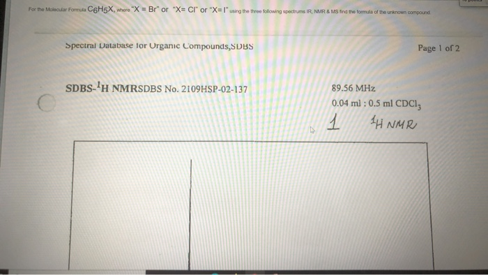 Solved For the Molecular Formula C6H5X, where"X = Br" or "X= | Chegg.com