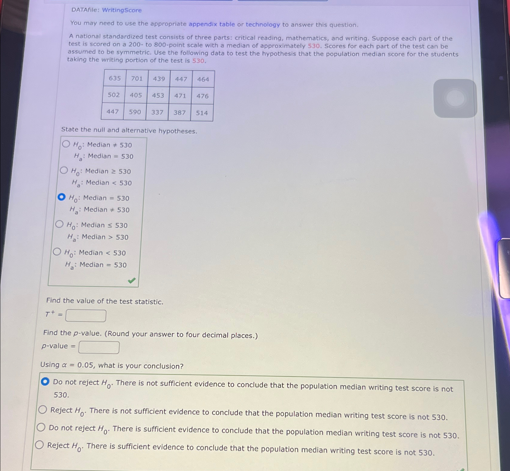 Solved DATAfile: WritingScoreYou may need to use the | Chegg.com