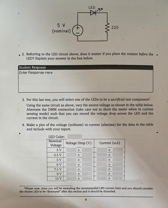 Solved Part IV: Application: Protecting LED's In this final | Chegg.com