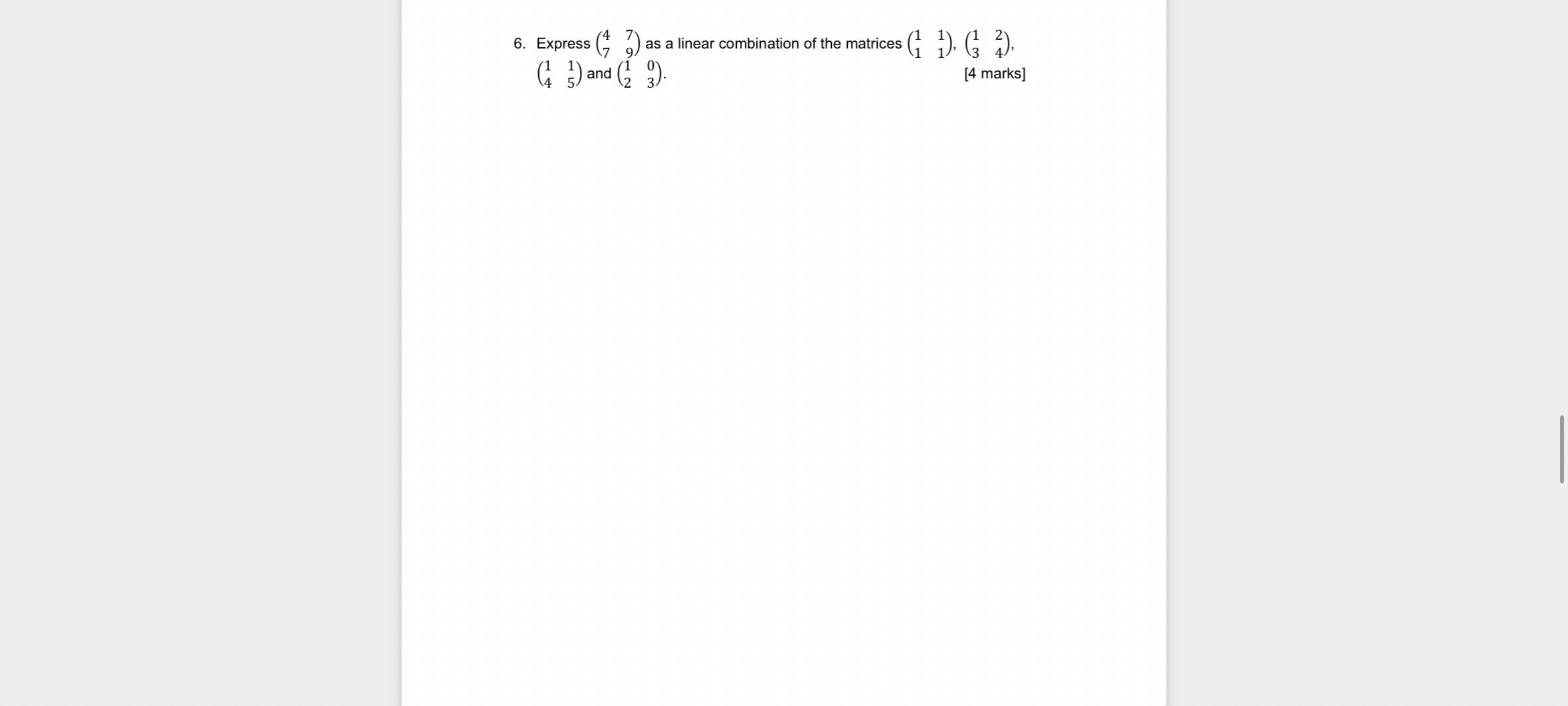 Solved Express ([4,7],[7,9]) ﻿as a linear combination of the | Chegg.com