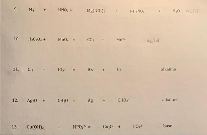 Solved Redox Balancing Name Recopy your work onto this page. | Chegg.com