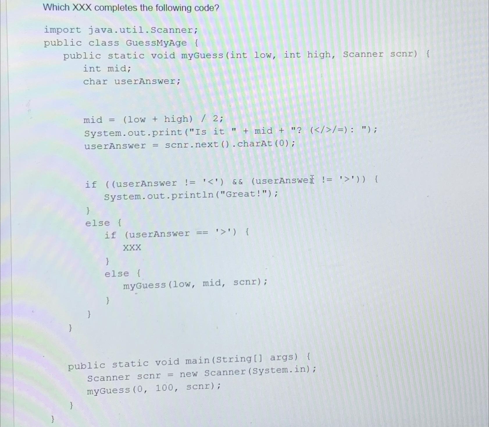 Solved Which xxx ﻿completes the following code?import | Chegg.com