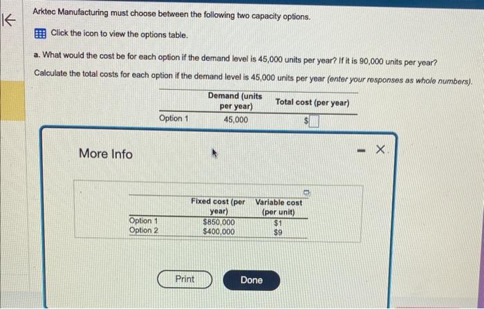 Solved Arktec Manufacturing must choose between the | Chegg.com