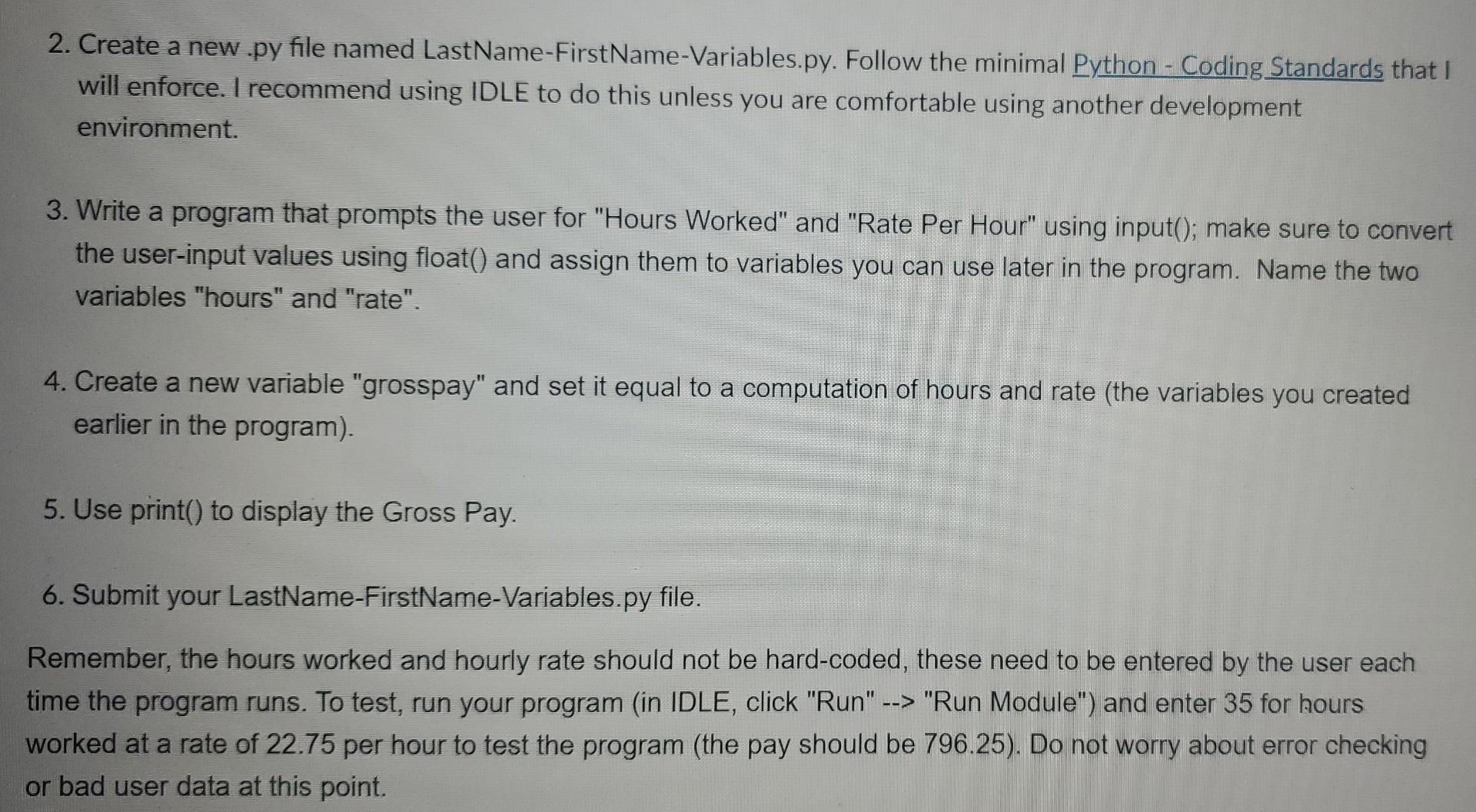 Solved 2. Create a new .py file named | Chegg.com