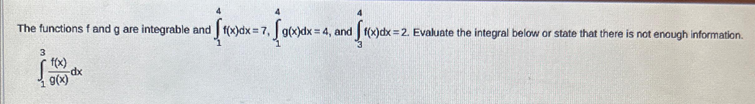 Solved The functions f ﻿and g ﻿are integrable and | Chegg.com