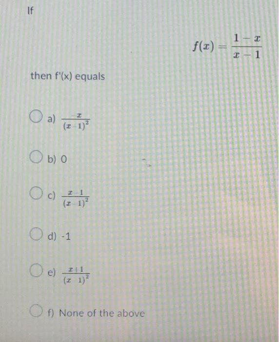 Solved If then f'(x) equals O a) I (21) 2 blo Oc) 11 | Chegg.com