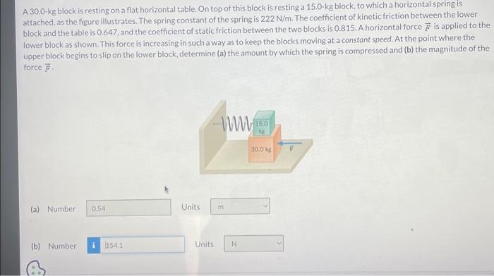 Solved A 30.0−kg block is resting on a flat horizontal | Chegg.com