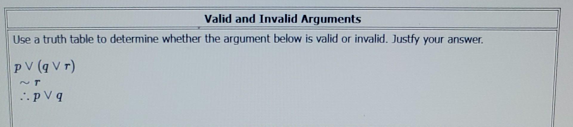 Solved Use a truth table to determine whether the argument | Chegg.com