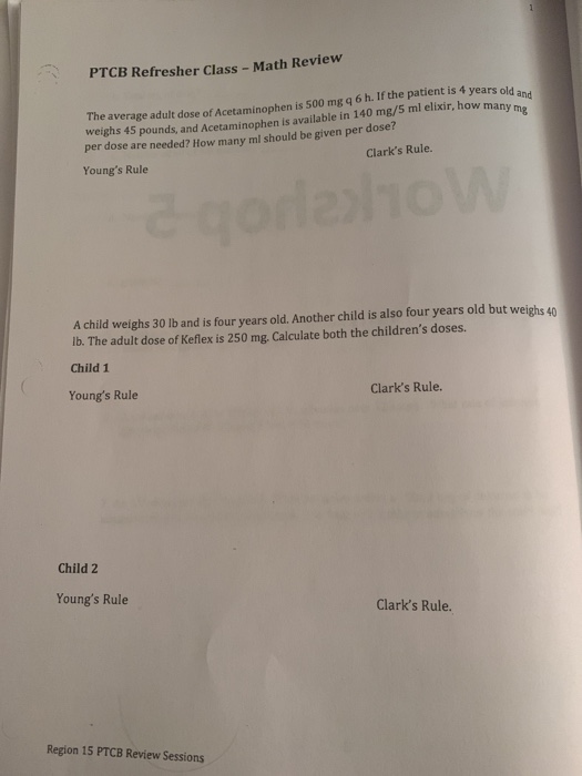 Solved PTCB Refresher Class - Math Review any w The average | Chegg.com