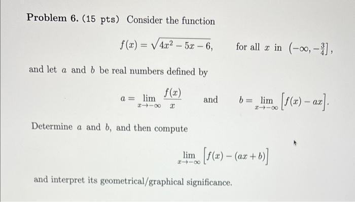 Solved Problem 6. (15 pts) Consider the function | Chegg.com