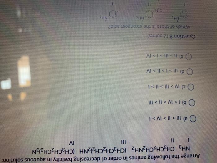 Solved Arrange the following amines in order of decreasing | Chegg.com