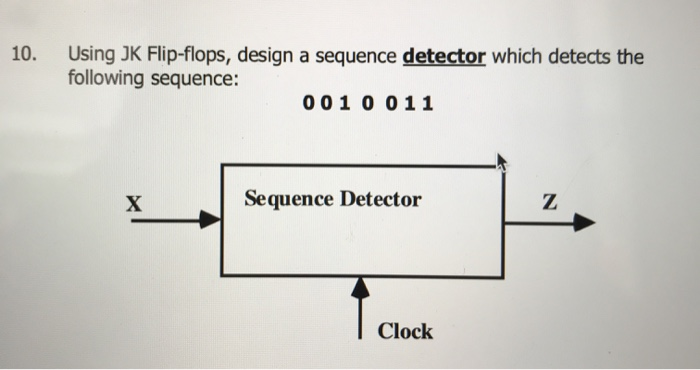 Solved 10 Using Jk Flip Flops Design A Sequence Detector 