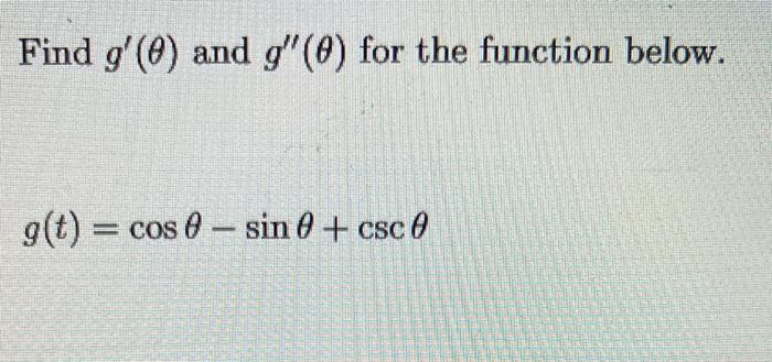 Solved Find g′(θ) and g′′(θ) for the function below. | Chegg.com