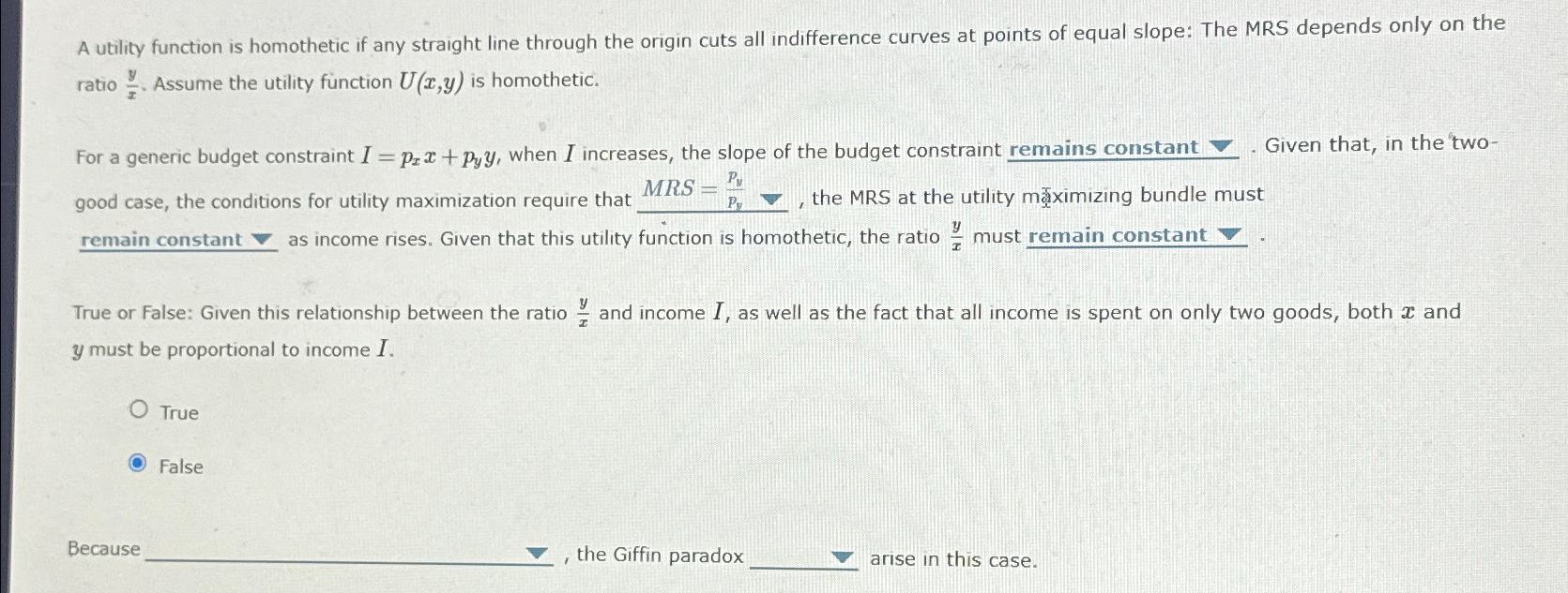 Solved A utility function is homothetic if any straight line | Chegg.com