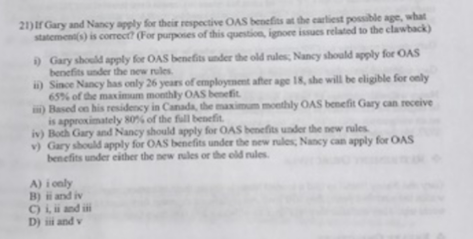 Solved If Gary and Nancy apply for their respective OAS | Chegg.com