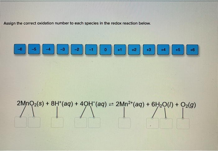 Solved Assign the correct oxidation number to each species | Chegg.com
