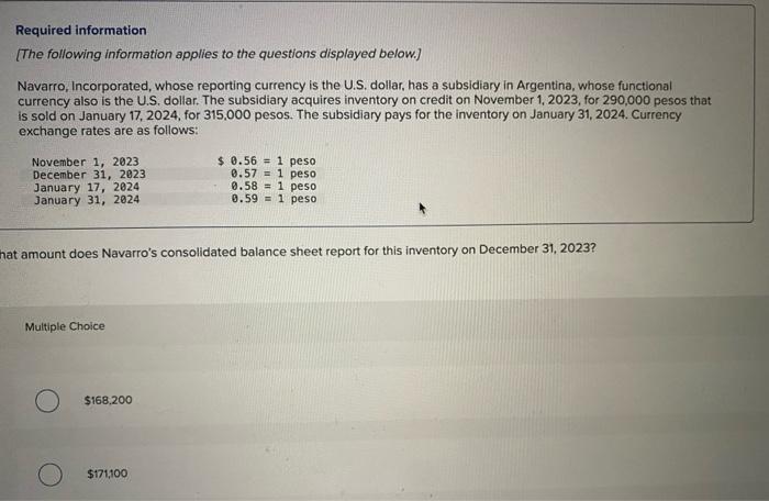 Solved Required information [The following information | Chegg.com
