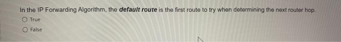 Solved In the IP Forwarding Algorithm, the default route is | Chegg.com