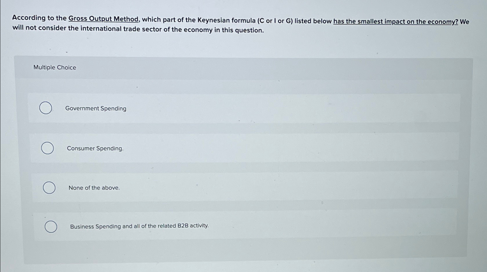 Solved According to the Gross Output Method, which part of | Chegg.com