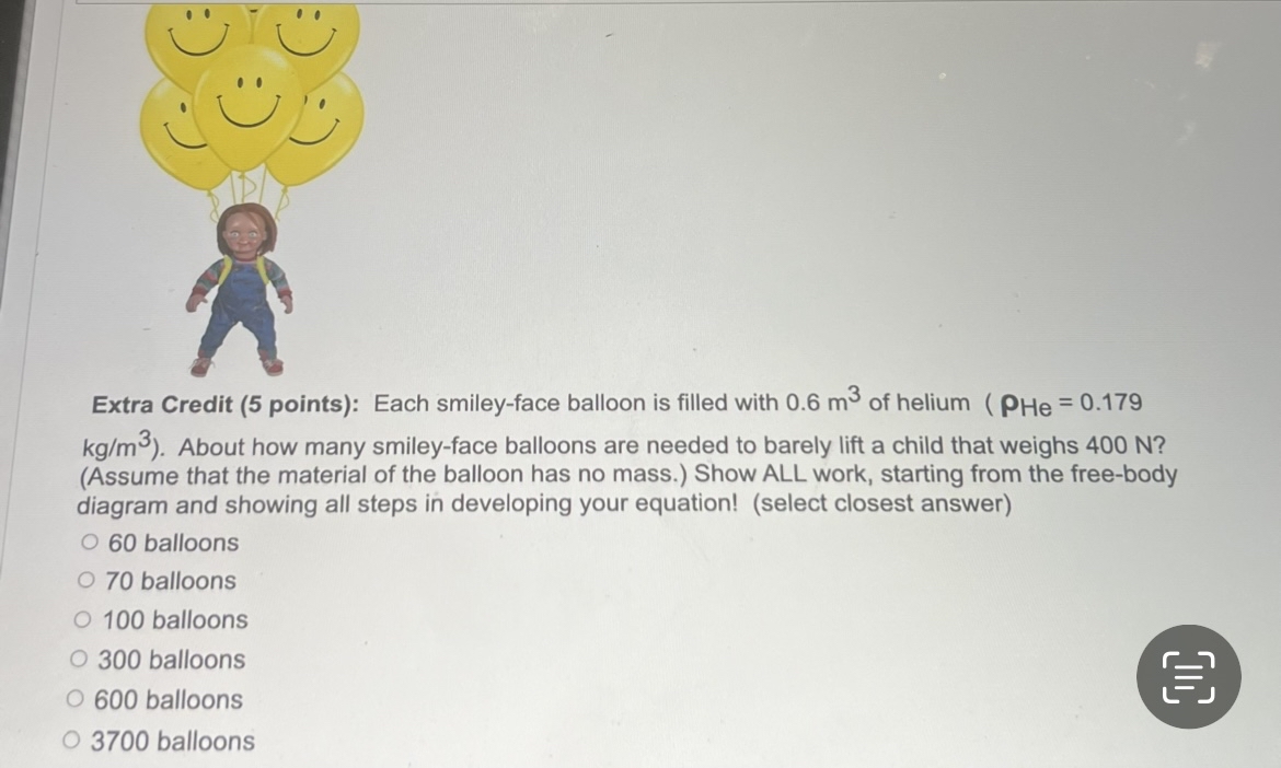 Solved Extra Credit (5 ﻿points): Each smiley-face balloon is | Chegg.com