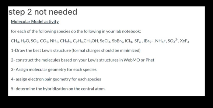 Solved step 2 not needed Molecular Model activity for each | Chegg.com