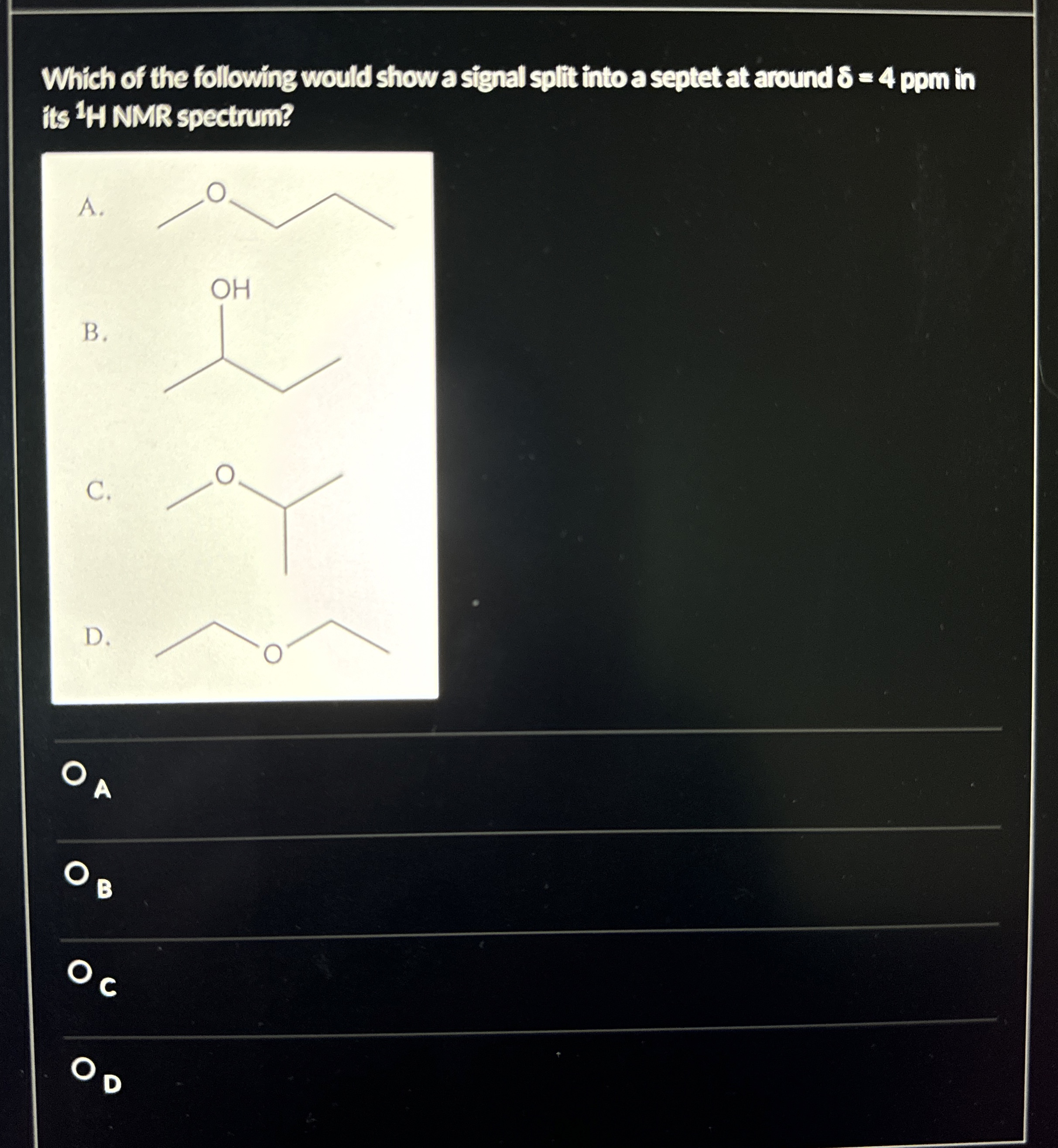 Solved Which of the following would show a signal spliti | Chegg.com