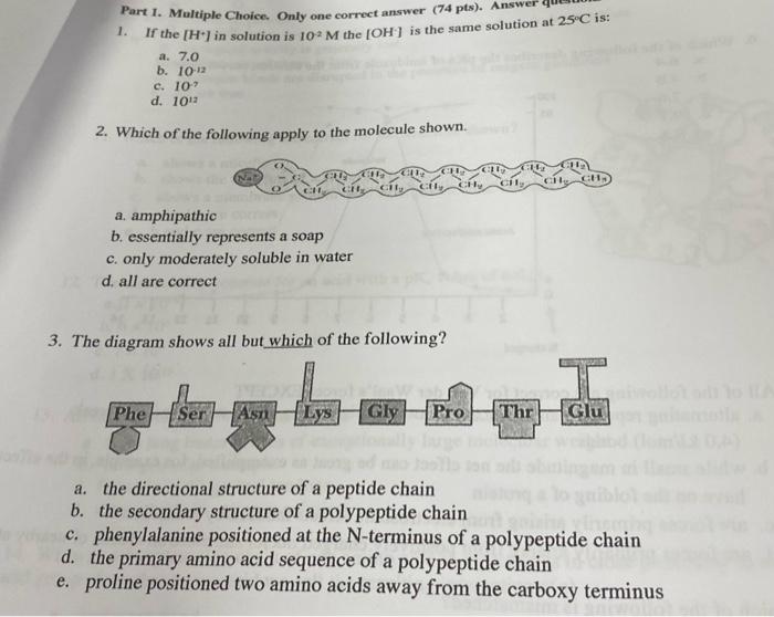 Solved Part I. Multiple Choice. Only one correct answer (74 | Chegg.com