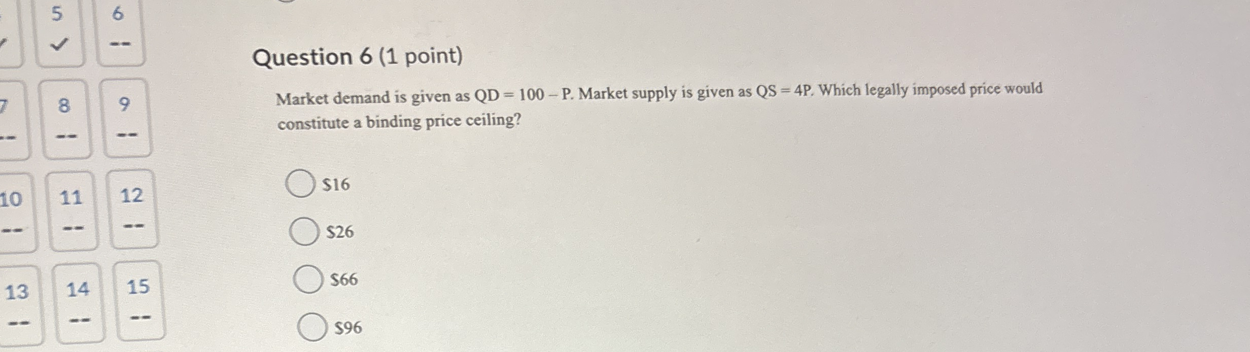 Solved Question 6 (1 ﻿point)8Market demand is given as | Chegg.com
