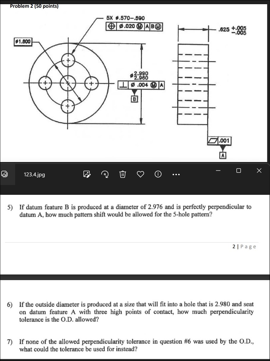 Solved Problem 2 (50 ﻿points)If datum feature B is produced | Chegg.com